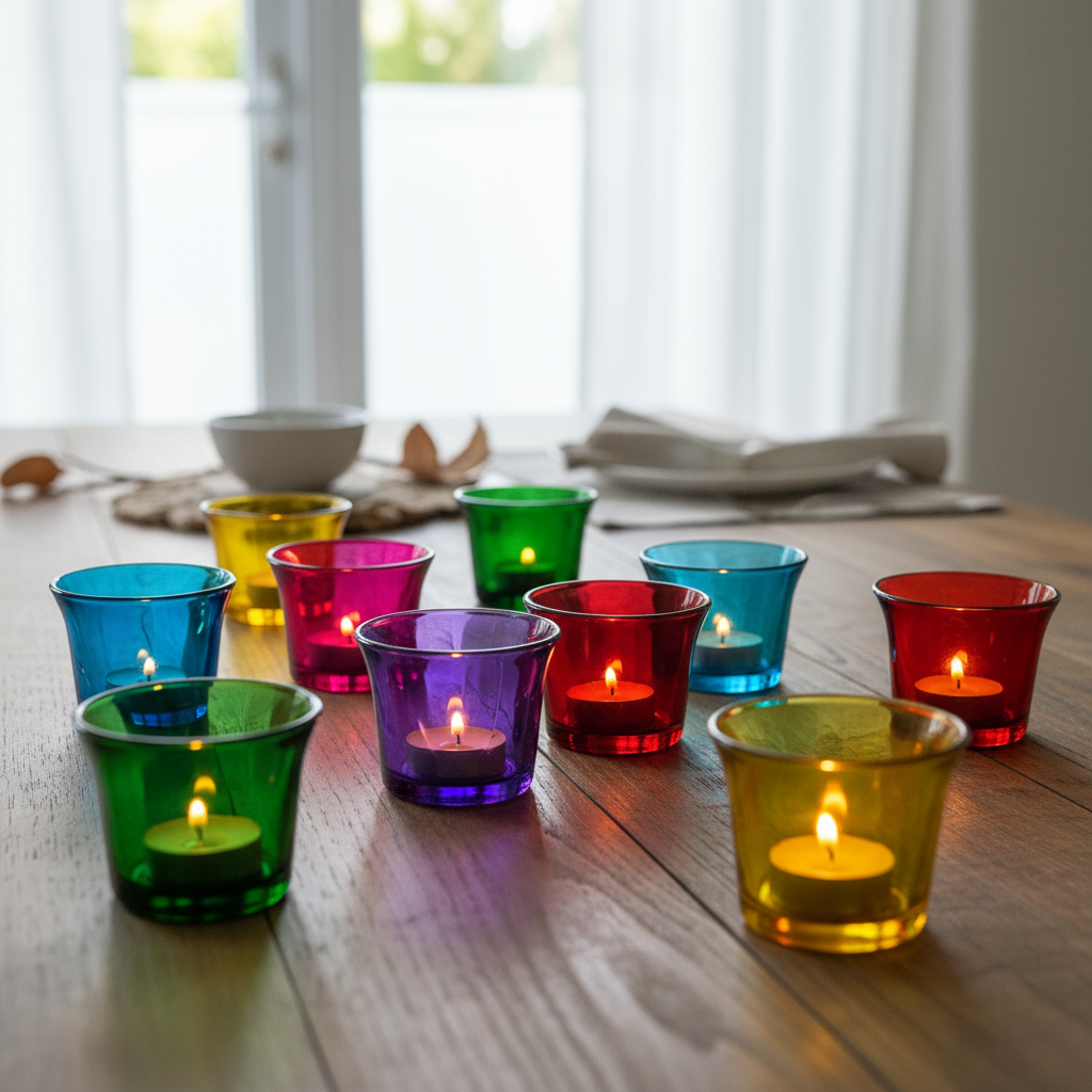 Multi-Color Diwali Glass Votive Candle Holders for Home Décor, Set of ...